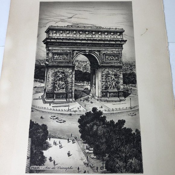 Wall Decor | 197s Paris Arc De Triomphe Unframed Prints Artist Ortiz Alfau Editions Krisarts ...
